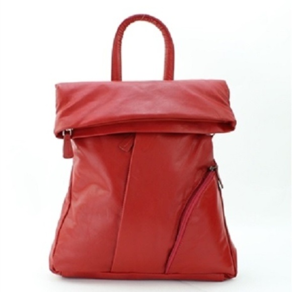 Bacci | Bags | Red Leather Backpack Purse Handbag Women Girls | Poshmark